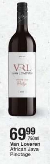 Van Loveren African Java Pinotage 750ml offer at Checkers