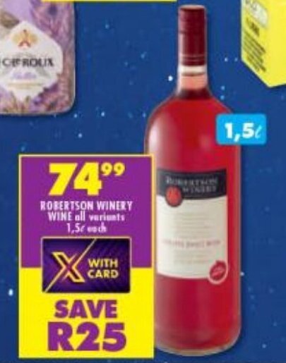 Robertson Winery Wine all variants 1,5L offer at Shoprite Liquor