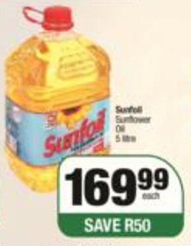 Sunfoil Sunflower Oil 5 litre offer at Spar
