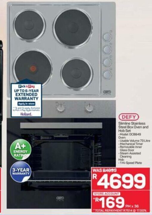 DEFY - Slimline Stainless Steel Box Oven and Hob Set offer at Pick n ...