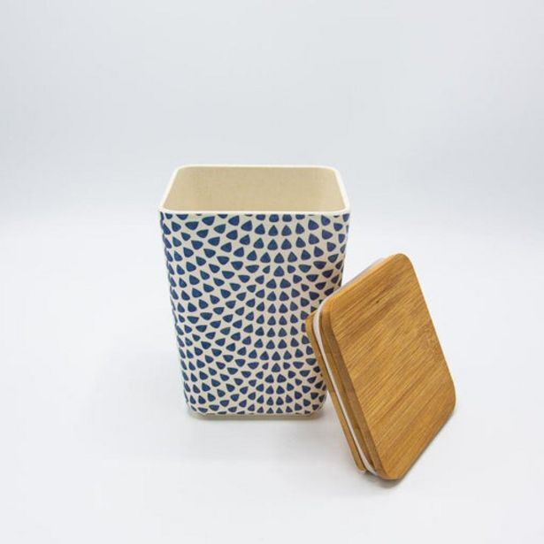 Square storage canister (with a bamboo lid) - droplets offer at Whitehouse