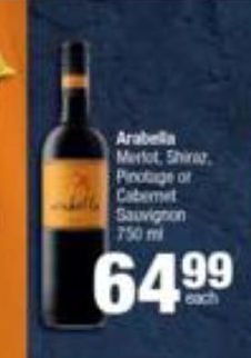 Arabella merlot, camemebert sauvignon offer at Spar