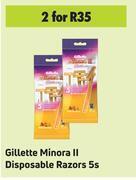 Gillette minora ii disposable razors-for 2 x 5's pack offer at Game