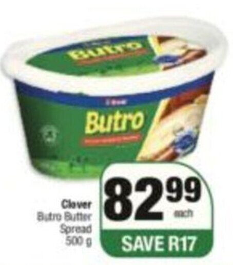 Clover Butro Butter Spread 500g offer at SuperSpar