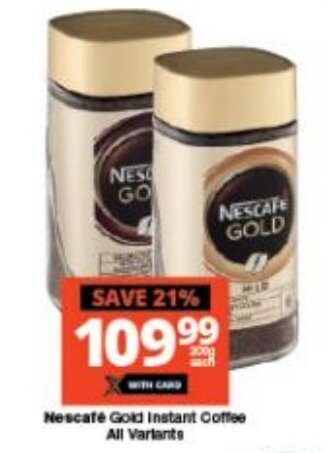 Nescafé Gold Instant Coffee all variants 200g offer at Checkers
