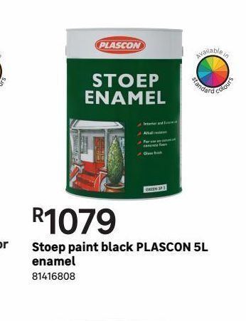 Stoep paint black plascon 5l enamel offer at Leroy Merlin