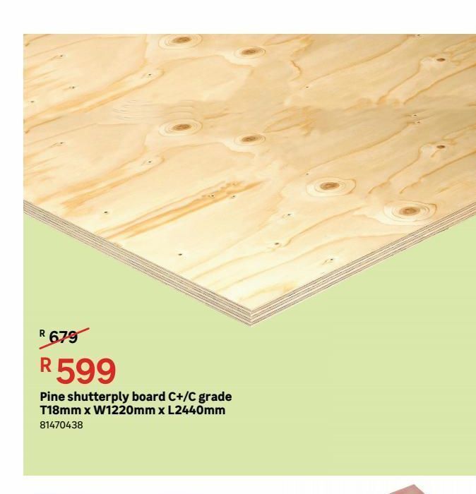 Pine shutterply board c+/c grade t18mm x w1220mm x l2440mm offer at ...