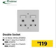 Crabtree double white metal socket 4 x 4 offer at Builders Warehouse