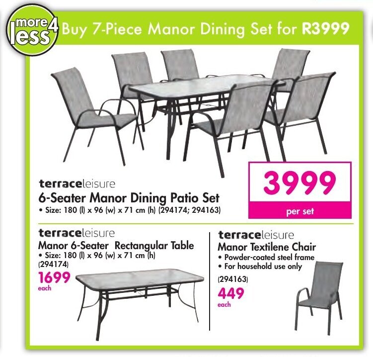 Terraceleisure 6-Seater Manor Dining Patio Set offer at Makro