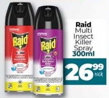 Raid Multi Insect Killer Spray 300ml offer at Take 'n Pay
