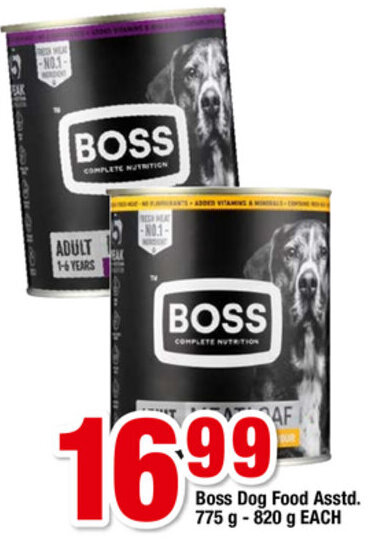 Boss Dog Food Asstd. 775g-820g offer at OK Foods