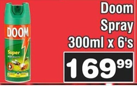 Doom Spray 300ml x 6's offer at Advance Cash n Carry