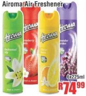 Airoma Air Freshener 225ml offer at Devland Cash And Carry