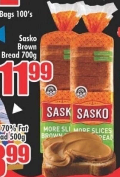 Sasko Brown Bread 700g offer at Three Star Cash and Carry