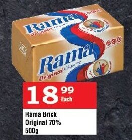 Rama Brick Original 70% 500g offer at Oxford Freshmarket