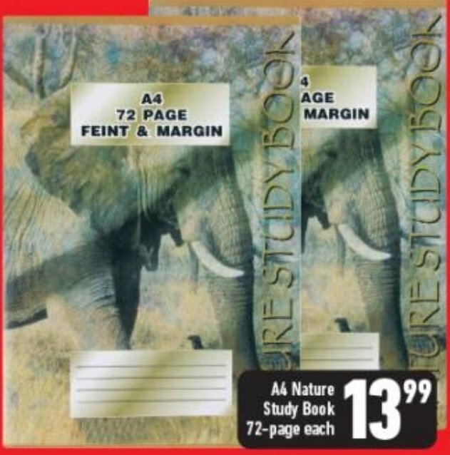 A4 Nature Study Book 72 pages offer at Shoprite