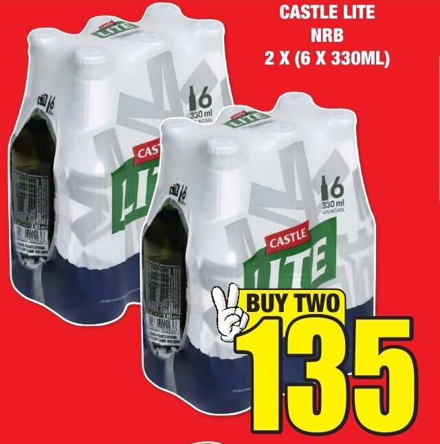 Castle Lite NRB 2 x (6 x 330ml) offer at Boxer Liquors