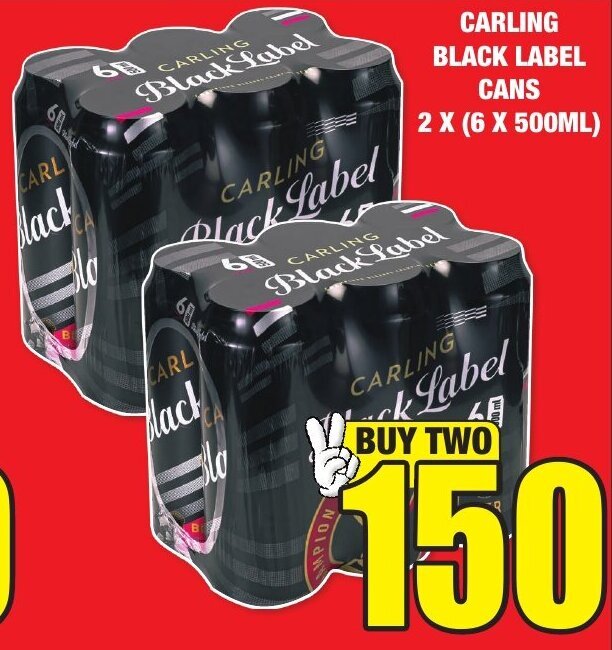 Carling Black Label cans 2 x (6 x 500ml) offer at Boxer Liquors