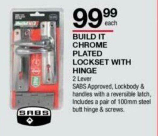 Build It Chrome Plated Lockset with Hinge offer at Build It