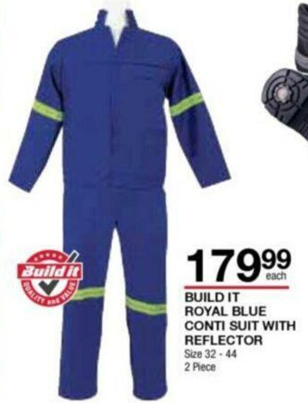 Build It Royal Blue Conti Suit with Reflector offer at Build It