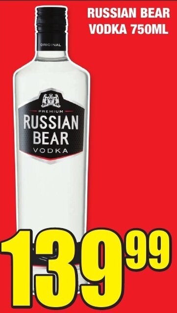 Russian Bear Vodka 750ml offer at Boxer Liquors