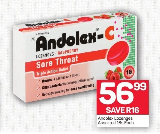 Andolex Lozenges Assorted 16s each offer at Pick n Pay Pharmacy
