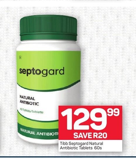 Tibb Septogard Natural Antibiotic Tablets 60s offer at Pick n Pay Pharmacy