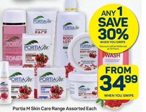 Portia m skin care range assorted each offer at Pick n Pay