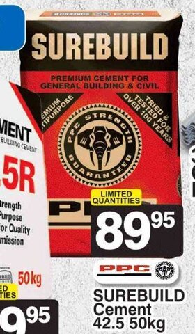 PPC Surebuild Cement 42.5 50kg offer at Easy Build