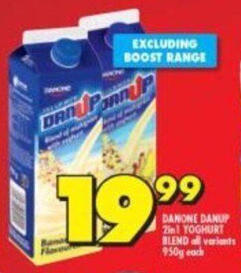 Danone Danup 2in1 Yoghurt Blend all variants 950g offer at Shoprite