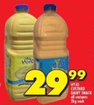 Hyjo Custard Dairy Snack all variants 2kg offer at Shoprite
