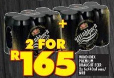 Windhoek Premium Draught Beer 2 x 6 x 440ml cans / NRB offer at Shoprite