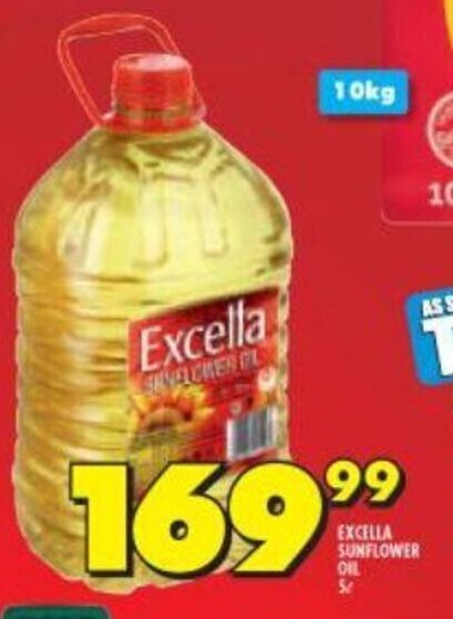 Excella Sunflower Oil 5L offer at Shoprite