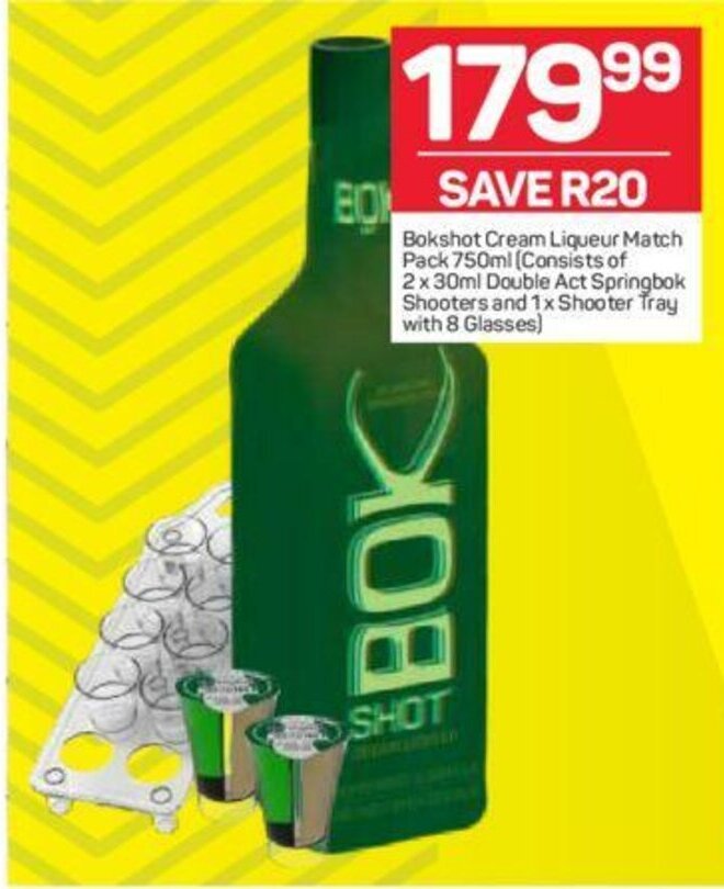 Bokshot Cream Liqueur Match Pack 750ml offer at Pick n Pay Liquor