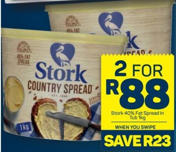 Stork 40% Fat Spread In Tub 1kg offer at Pick n Pay