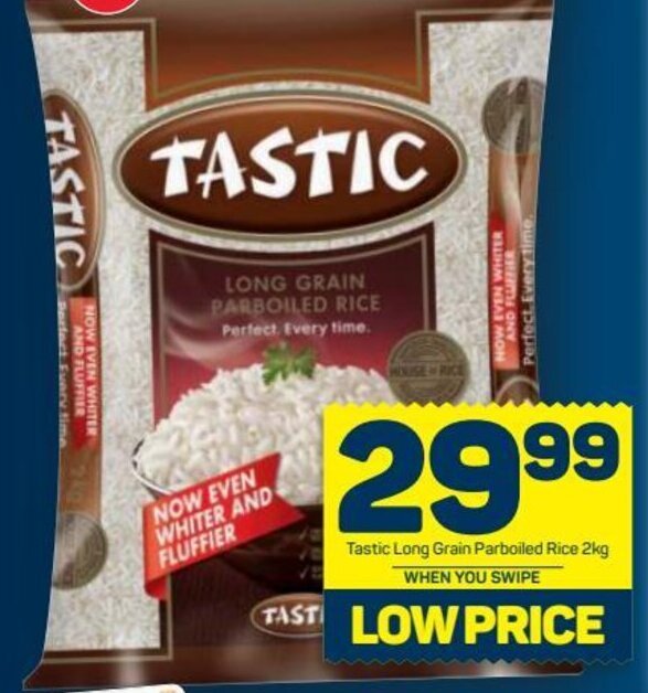 Tastic Long Grain Parboiled Rice 2kg offer at Pick n Pay