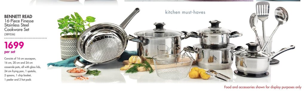 Bennett Read 16-Piece Finesse Stainless Steel Cookware Set offer at Makro