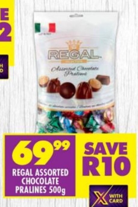 Regal Assorted Chocolate Pralines 500g offer at Shoprite