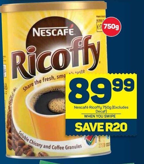 Nescafe Ricoffy 750g offer at Pick n Pay