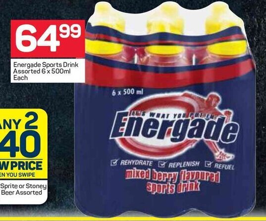 Energade Sports Drink Assorted 6x500ml Each offer at Pick n Pay