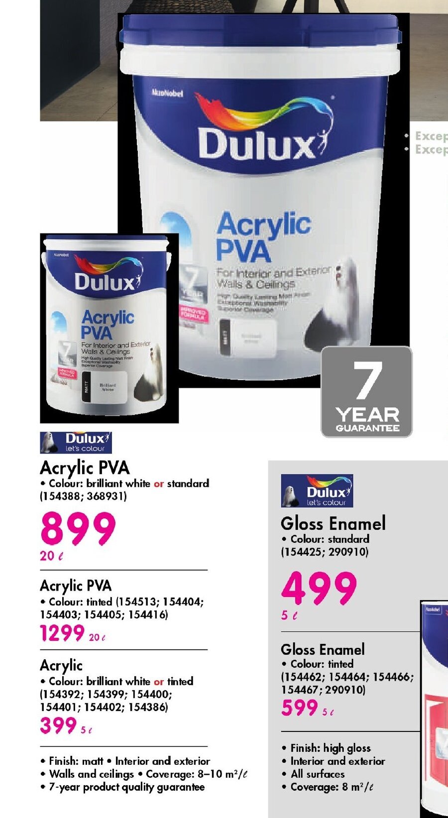 Acrylic PVA Dulux offer at Makro