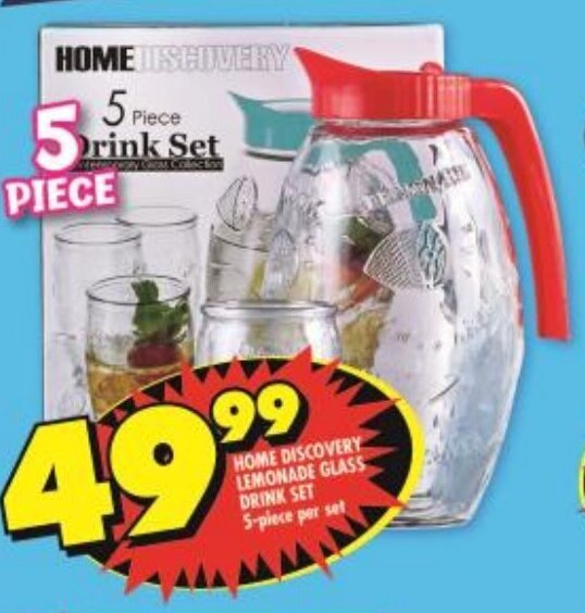 Home Discovery Lemonade Glass Drink Set offer at Shoprite