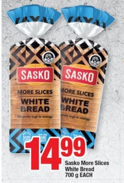 Sasko More Slices White Bread 700g offer at OK Foods