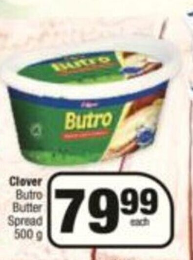 Clover Butro Butter Spread 500g offer at KwikSpar