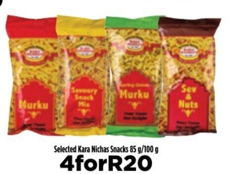 Selected Kara Nichas Snacks 85g/100g offer at Food Lover's Market