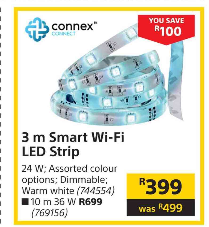 Connex connect 3m smart wifi led strip offer at Builders Warehouse
