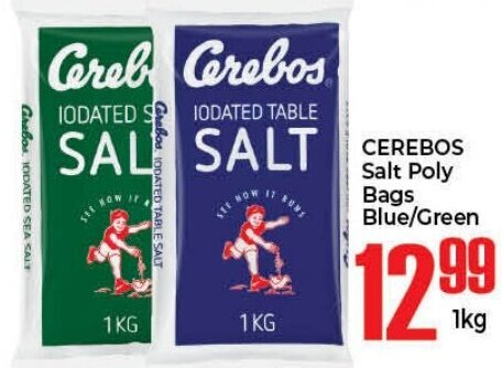 Cerebos Salt Poly Bags Blue/Green offer at Elite Power Trade Cash & Carry