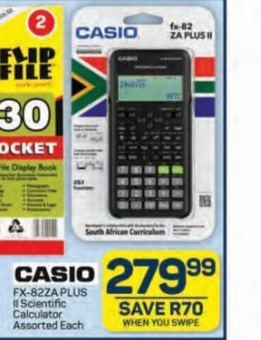 Casio FX-82ZA Plus II Scientific Calculator offer at Pick n Pay