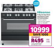 Hisense 5 burner gas stove & electric oven hfs90ga5ebl offer at Game