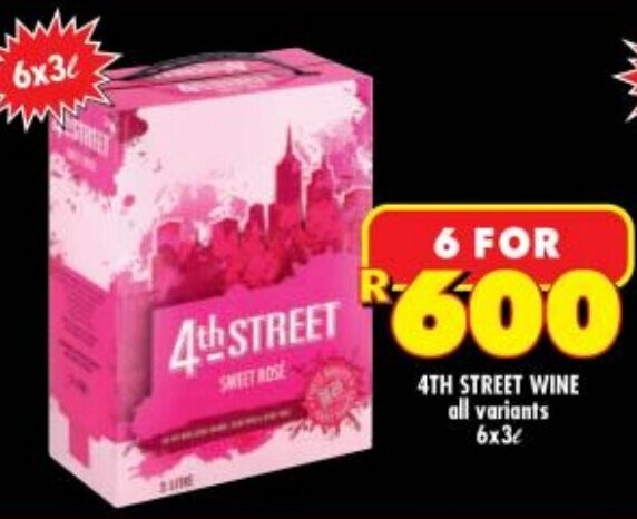 4th Street Wine All variants 6x3 ℓ offer at Shoprite Liquor